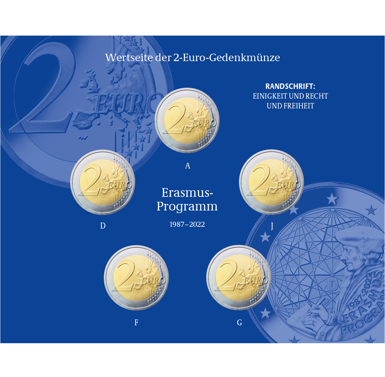2 euro special set 2022 "35 Jahre Erasmus-Programm" (brilliant ...